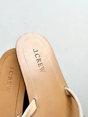 J. Crew | Shoes | Jcrew Isla Iridescent Crosshatch Leather Flat Slides ...